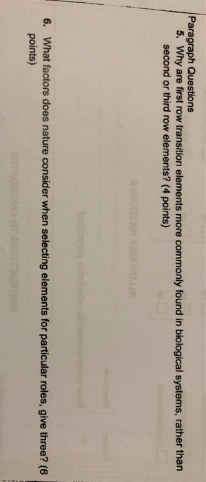 Solved Paragraph Questions 5. Why are first row transition | Chegg.com