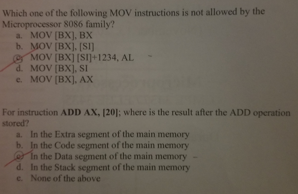 Solved Which one of the following MOV instructions is not | Chegg.com