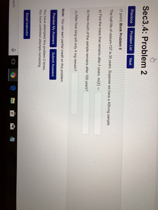Solved Sec3.4: Problem 2 (1 point) Book Problem 9 The | Chegg.com