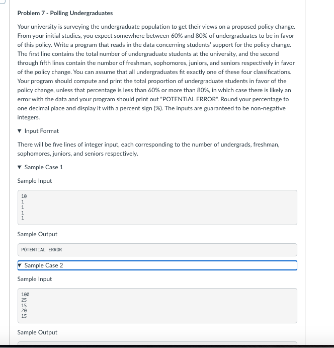 Solved Problem 7 - Polling Undergraduates Your university is | Chegg.com