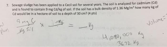Solved 7. Sewage sludge has been applied to a Cecil soil for | Chegg.com