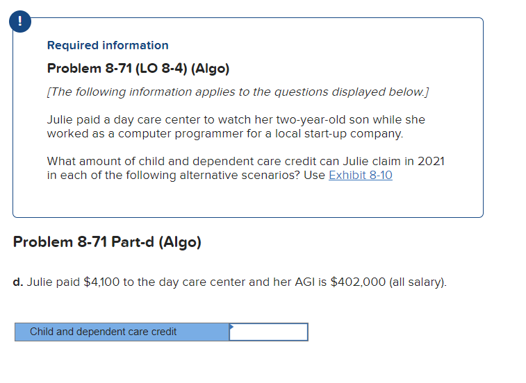 Solved Required information Problem 8-71 (LO 8-4) (Algo) | Chegg.com