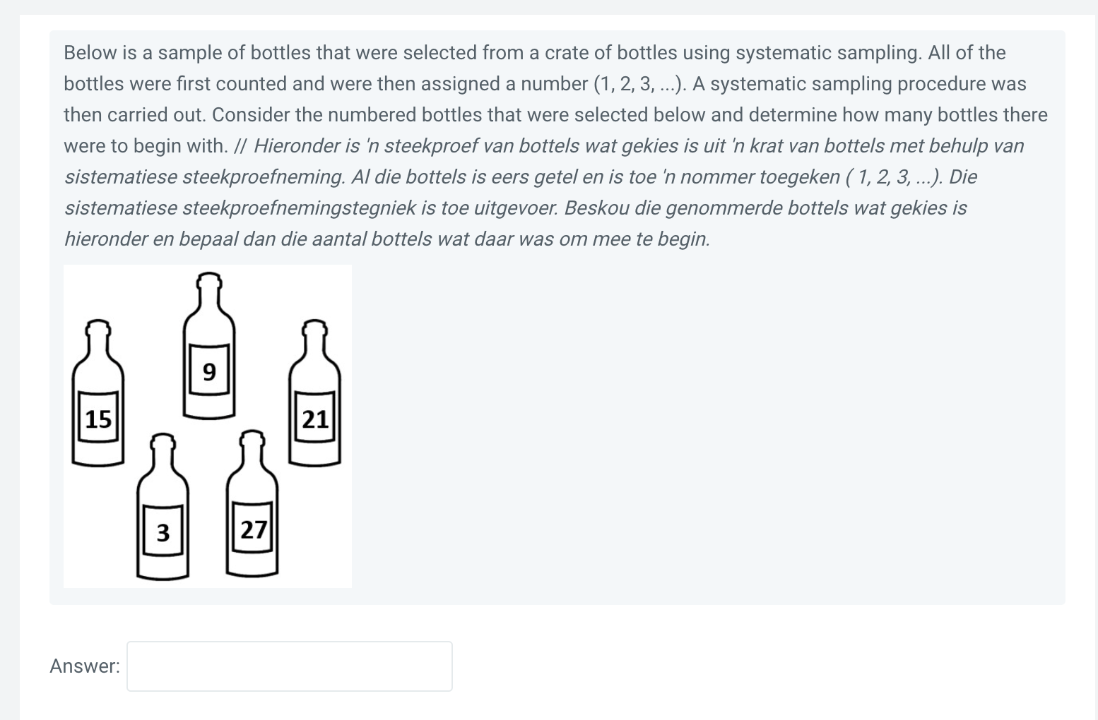 Solved Below is a sample of bottles that were selected from | Chegg.com