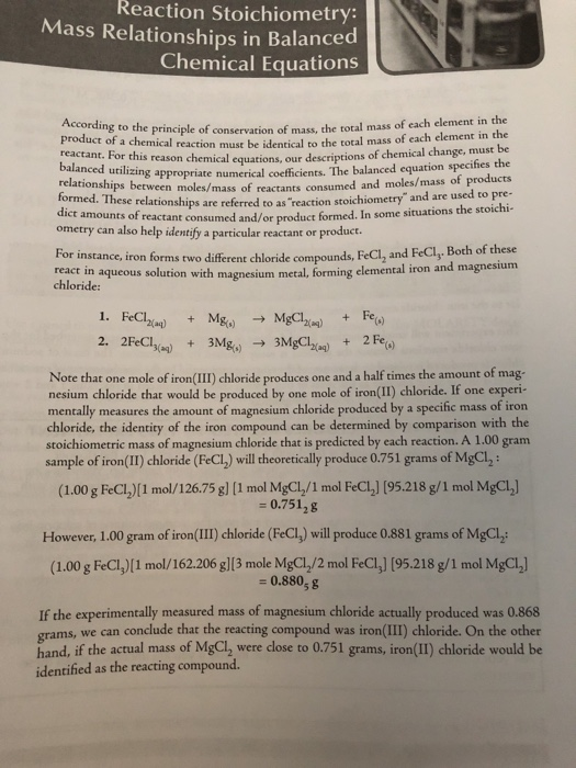 Solved Reaction Stoichiometry Mass Relationships in Balanced | Chegg.com