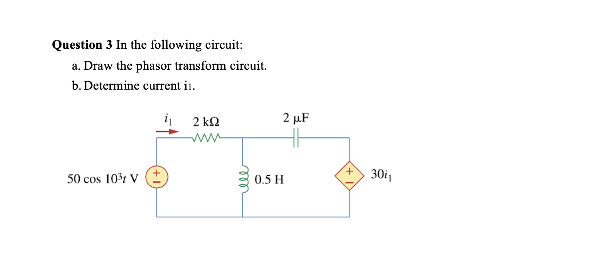 Solved In the following circuit: Draw the phasor transform | Chegg.com
