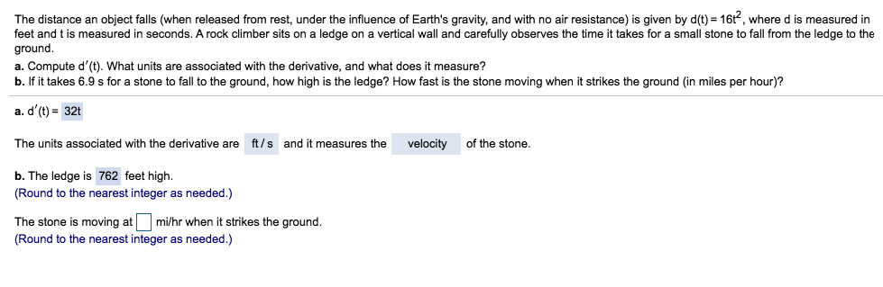 Solved The distance an object falls (when released from | Chegg.com