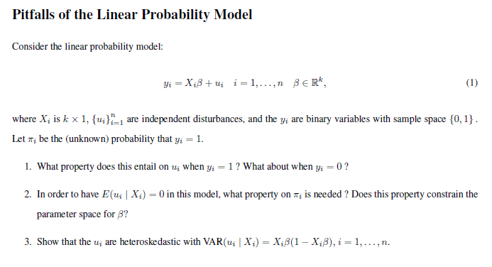 Pitfalls of the Linear Probability Model Consider the | Chegg.com