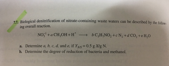 Solved Biological denitrification of nitrate-containing | Chegg.com