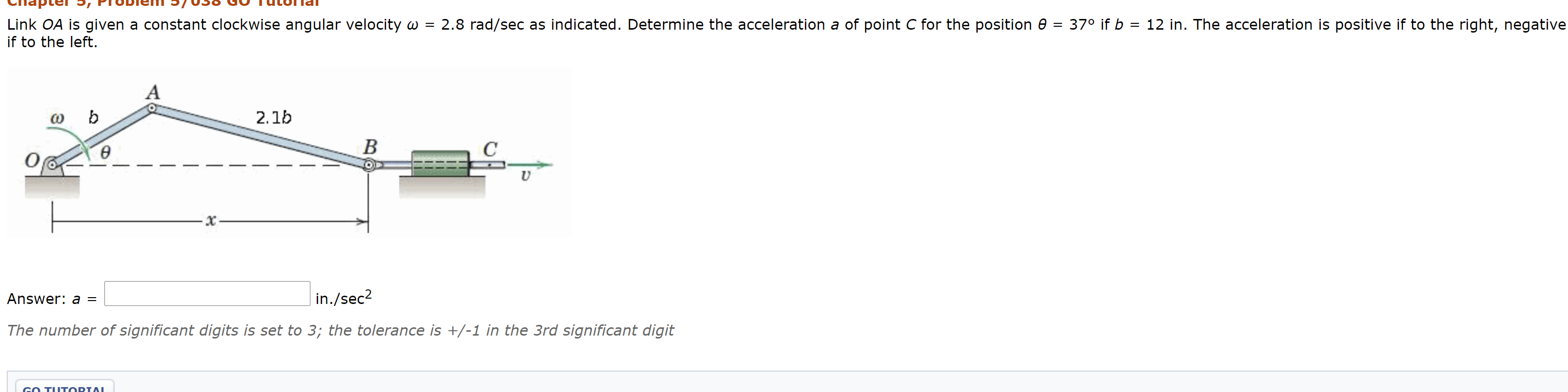 Solved Link OA is given a constant clockwise angular | Chegg.com