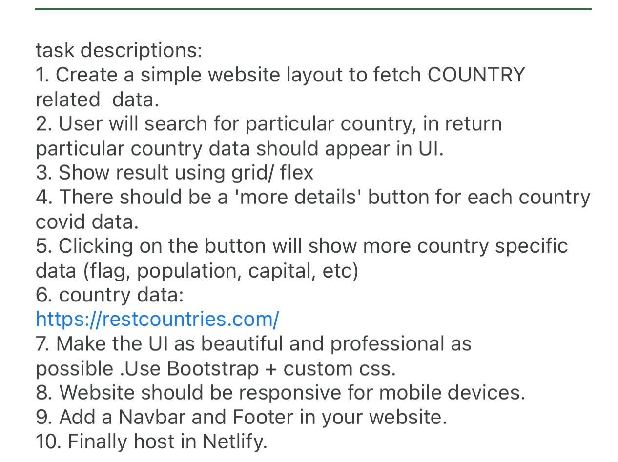 Solved 1. Create a simple website layout to fetch COUNTRY | Chegg.com