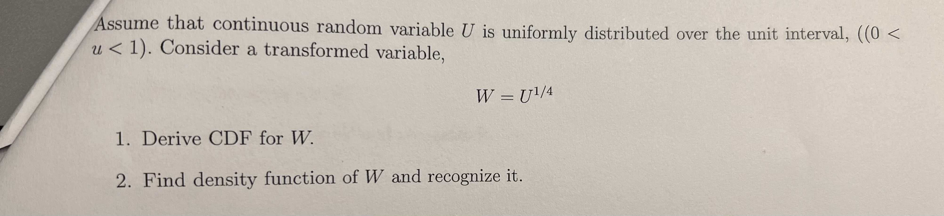 Solved Assume that continuous random variable U is uniformly | Chegg.com