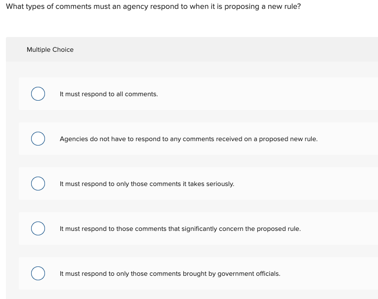 Solved What types of comments must an agency respond to when | Chegg.com