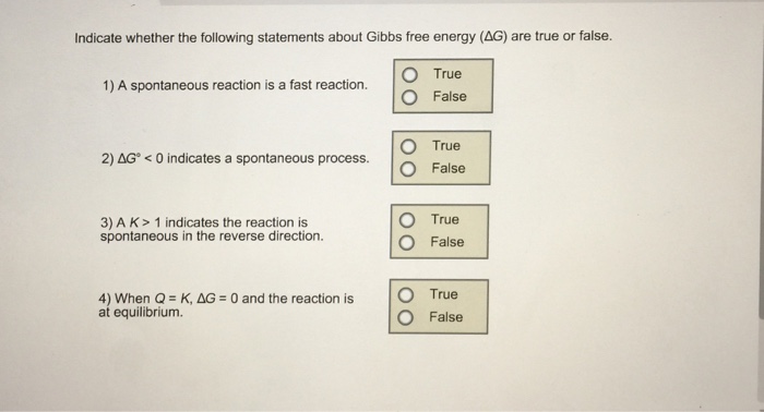 Solved Indicate whether the following statements about Gibbs | Chegg.com