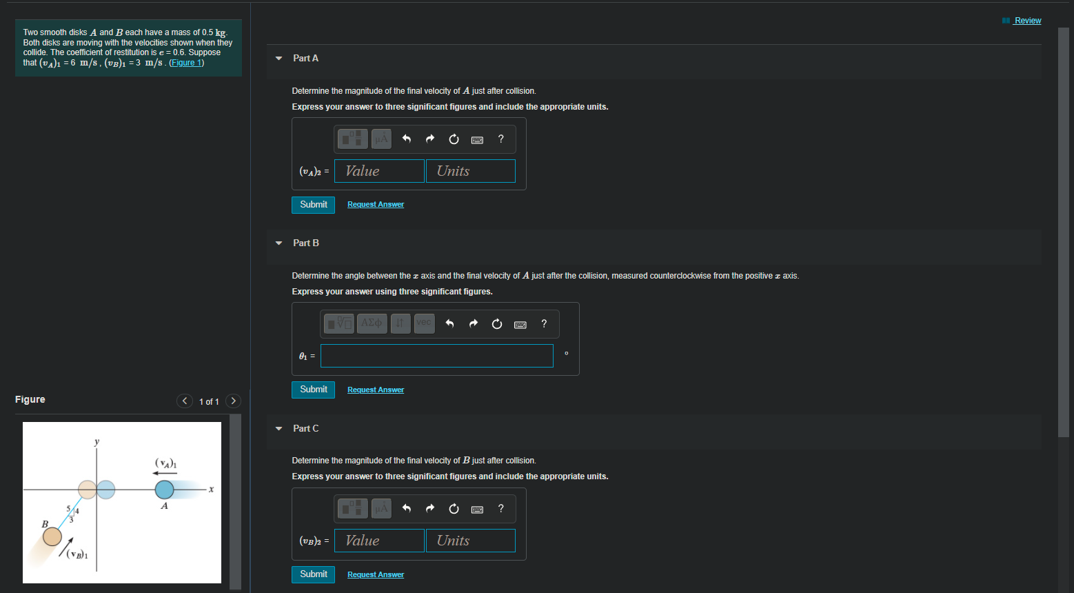 Solved Review Two smooth disks A and B each have a mass of | Chegg.com