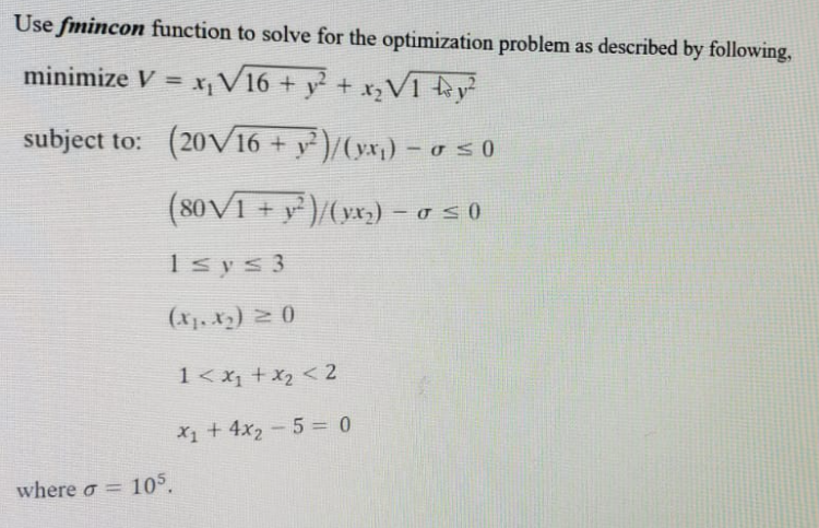 Use fmincon function to solve for the optimization | Chegg.com