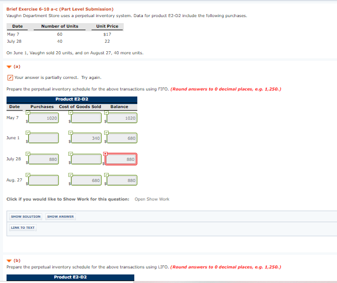 Solved Brief Exercise 6-10 a-c (Part Level Submission) | Chegg.com