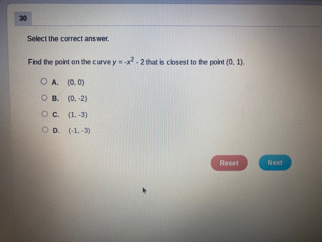 Solved Select the correct answer.Find the point on the curve | Chegg.com