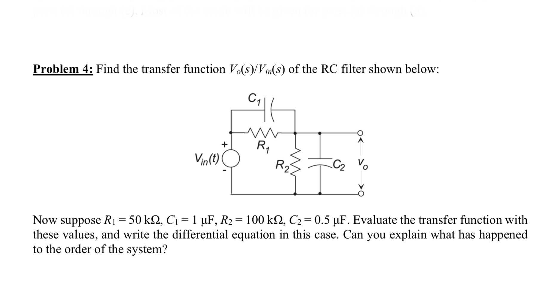 Solved Problem 4: Find the transfer function Vo(s)/Vin(s) of | Chegg.com