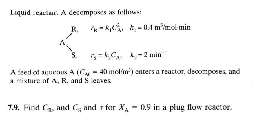 Solved Liquid reactant A decomposes as follows: A feed of | Chegg.com