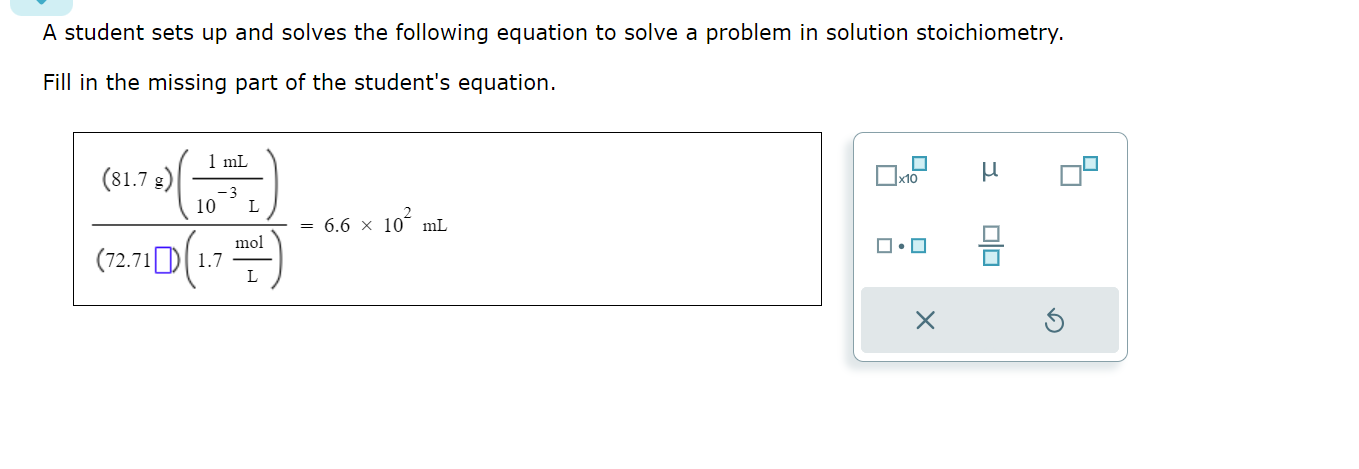Solved A student sets up and solves the following equation | Chegg.com