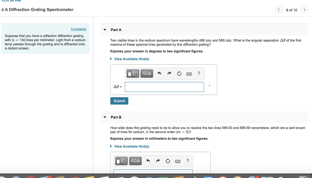 Solved ± A Diffraction Grating Spectrometer 8 Of 10