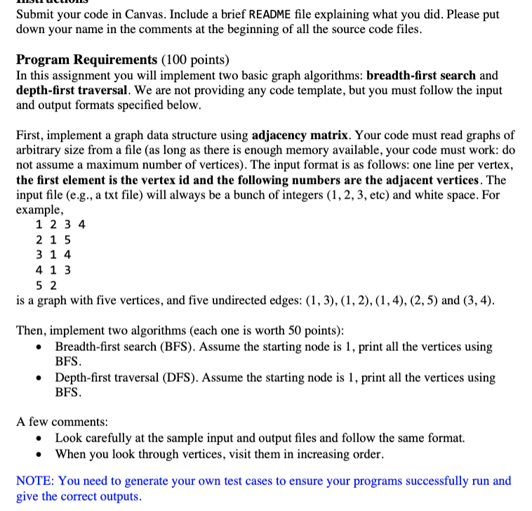 Solved Submit your code in Canvas. Include a brief README | Chegg.com