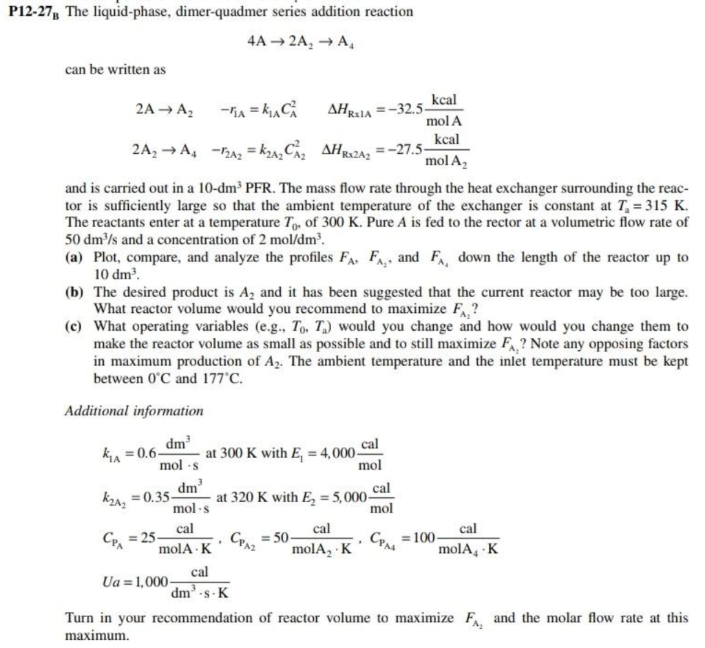 Solved Solve using Matlab or polymath DO NOT use the | Chegg.com
