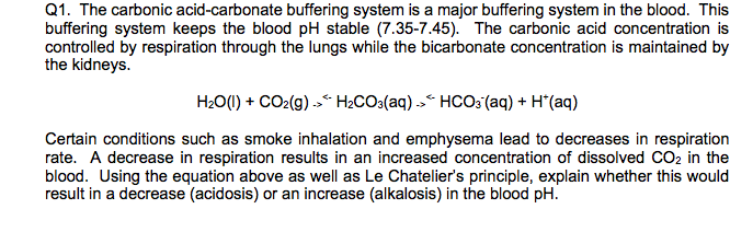 Solved Q1. The carbonic acid-carbonate buffering system is a | Chegg.com