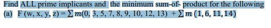 Solved Find ALL prime implicants and the minimum sum-of- | Chegg.com