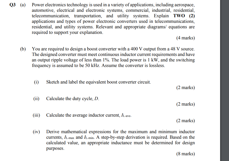 Solved (a) Power electronics technology is used in a variety | Chegg.com