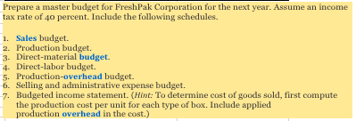 Solved Fresh Pak Corporation manufactures two types of | Chegg.com
