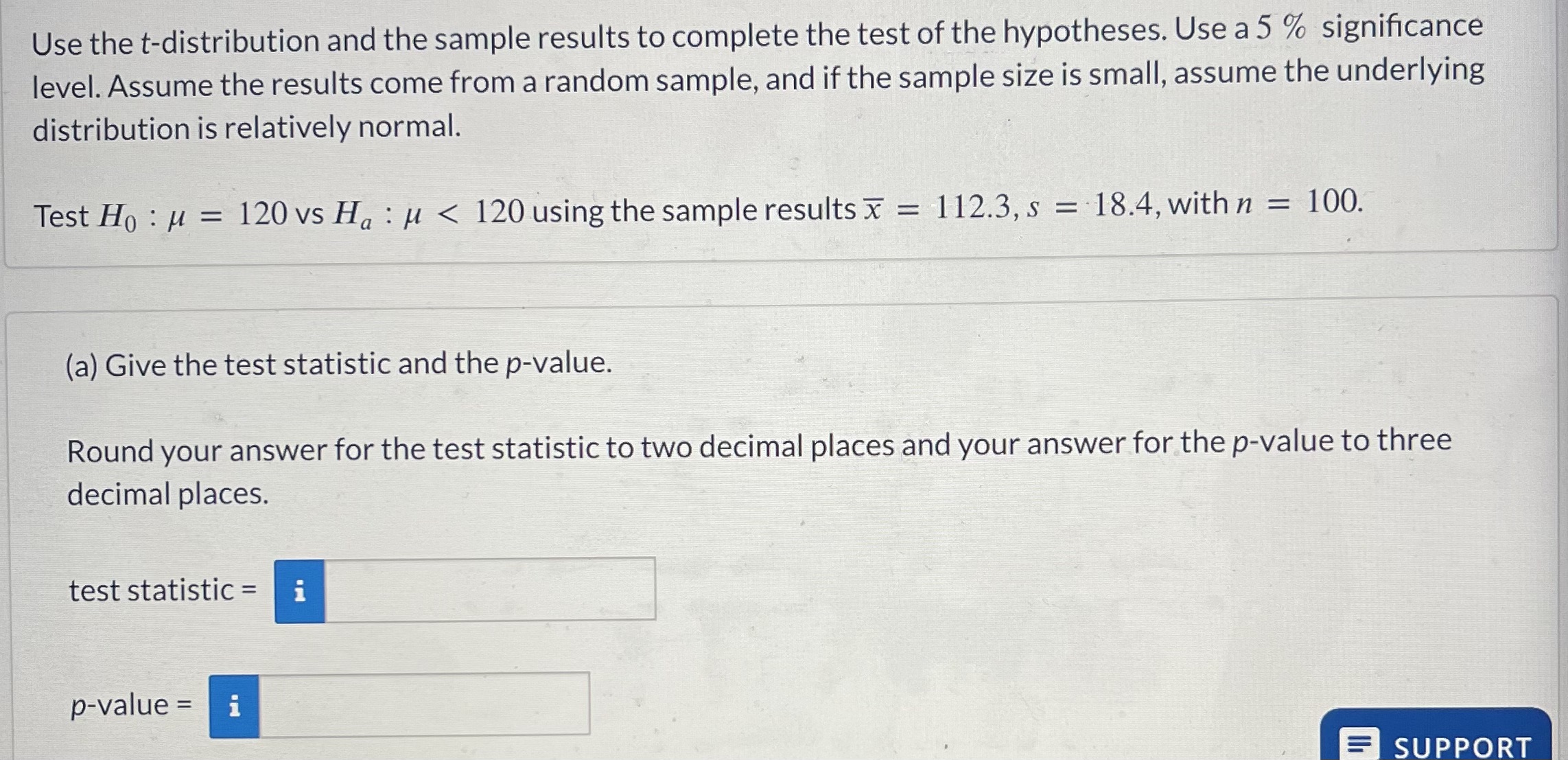 Solved Use the t-distribution and the sample results to | Chegg.com