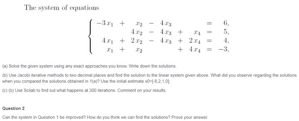 Solved The system of equations | Chegg.com