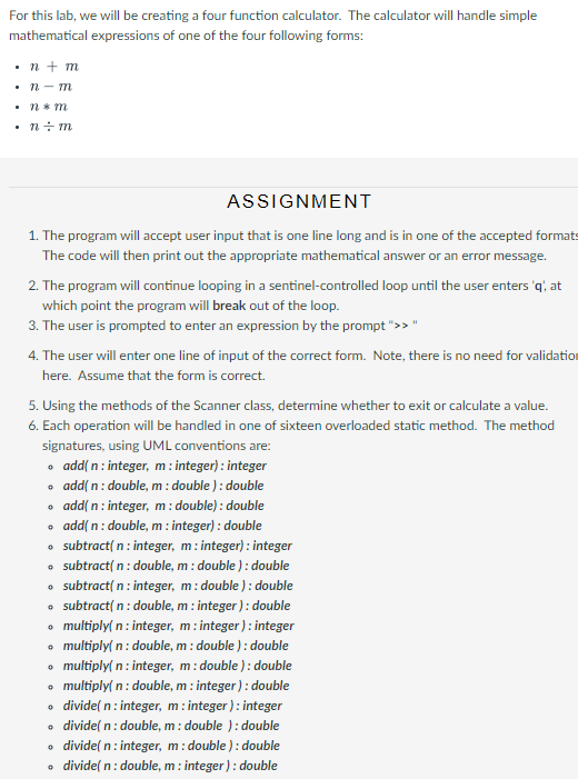 Solved For this lab, we will be creating a four function | Chegg.com