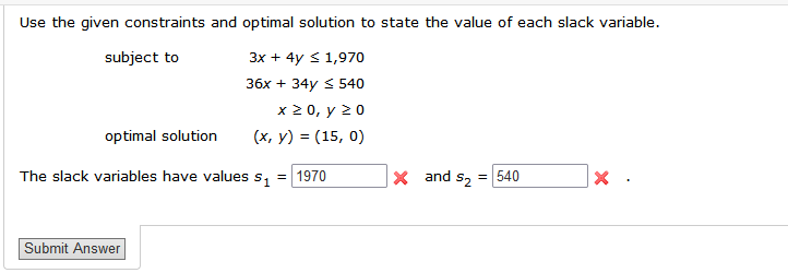Solved Use the given constraints and optimal solution to | Chegg.com