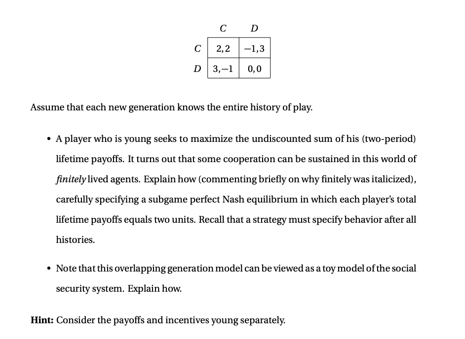 Consider an overlapping generations model (OLG) as | Chegg.com