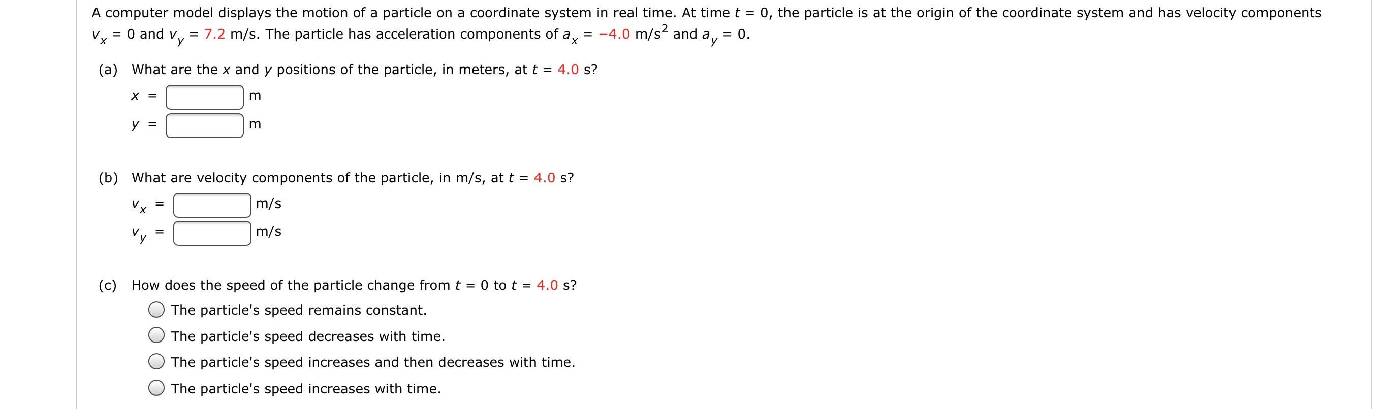 Solved A computer model displays the motion of a particle on | Chegg.com