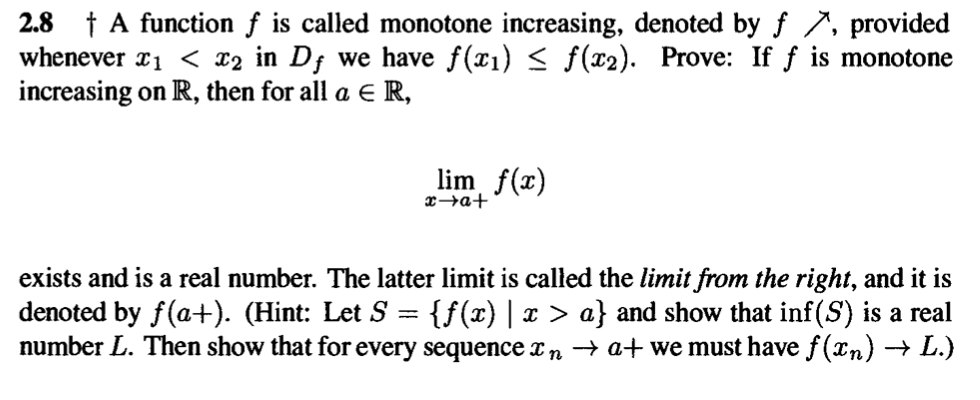 Solved 2.8 † A function f is called monotone increasing, | Chegg.com