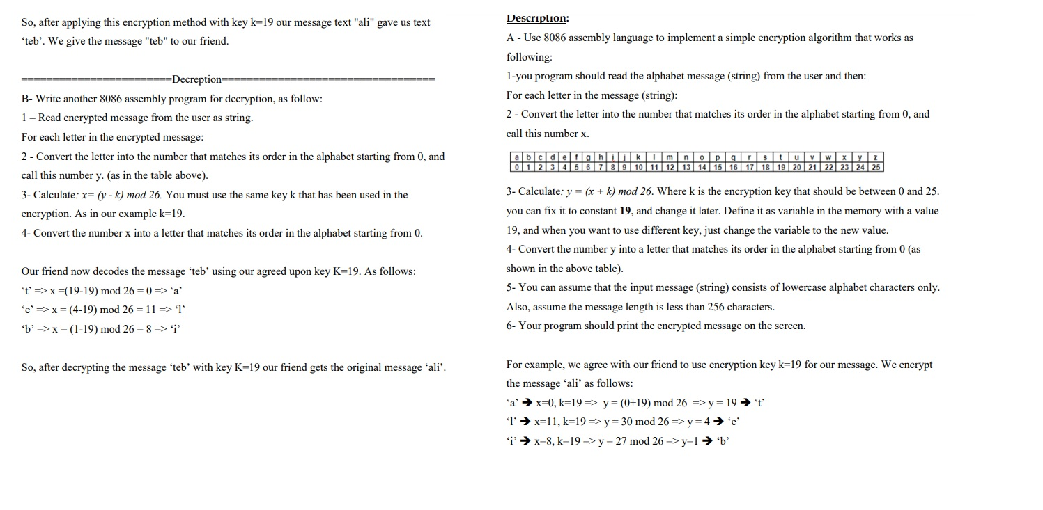 Solved Description: A - Use 8086 assembly language to | Chegg.com