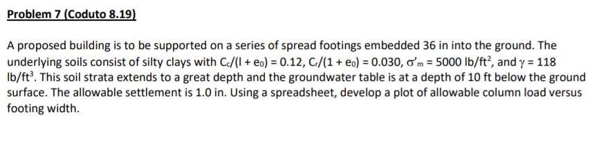 Solved Problem 7 (Coduto 8.19) A proposed building is to be | Chegg.com