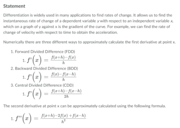 Statement Differentiation is widely used in many | Chegg.com