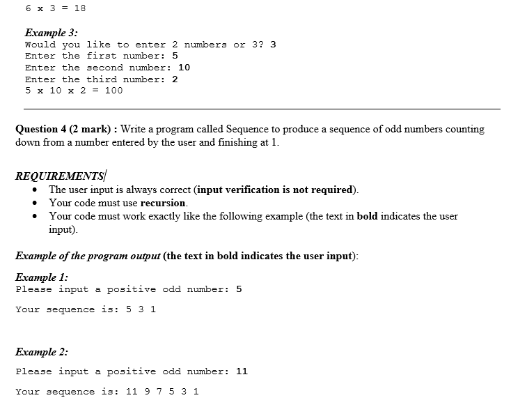 Solved 6 x 3 = 18 Example 3: Would you like to enter 2 | Chegg.com