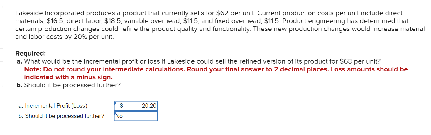 Solved Lakeside Incorporated produces a product that | Chegg.com