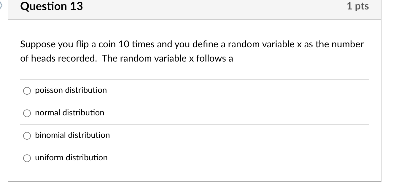 Solved Question 13 1 pts Suppose you flip a coin 10 times | Chegg.com