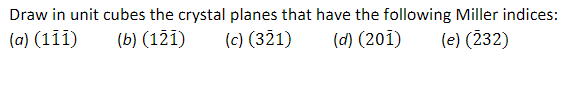 Solved Draw in unit cubes the crystal planes that have the | Chegg.com