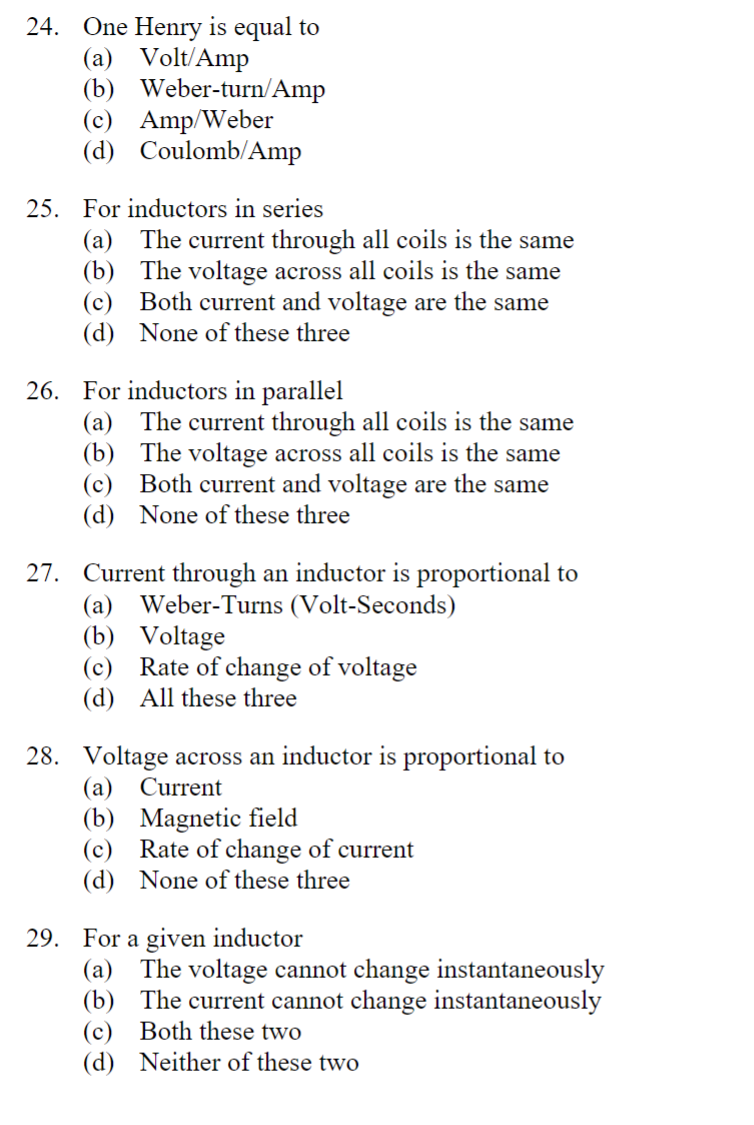 Solved One Henry is equal to(a) ﻿Volt/Amp(b) | Chegg.com