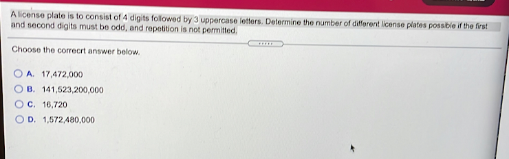 Solved A license plate is to consist of 4 digits followed by | Chegg.com