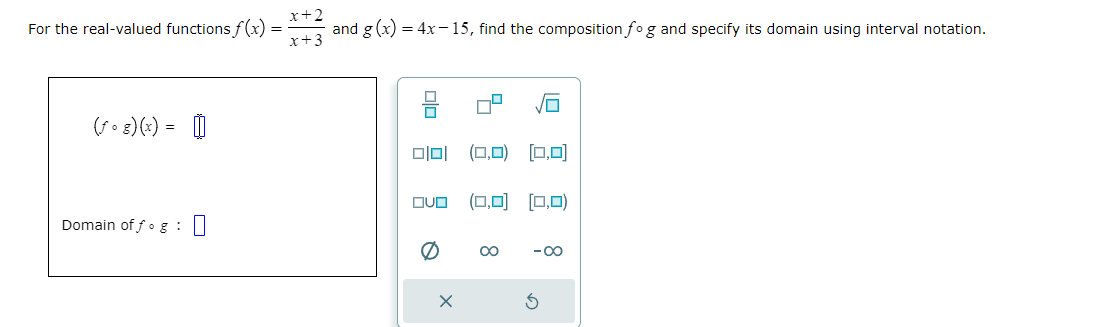 Solved For the real-valued functions f(x)=x+2x+3 ﻿and | Chegg.com