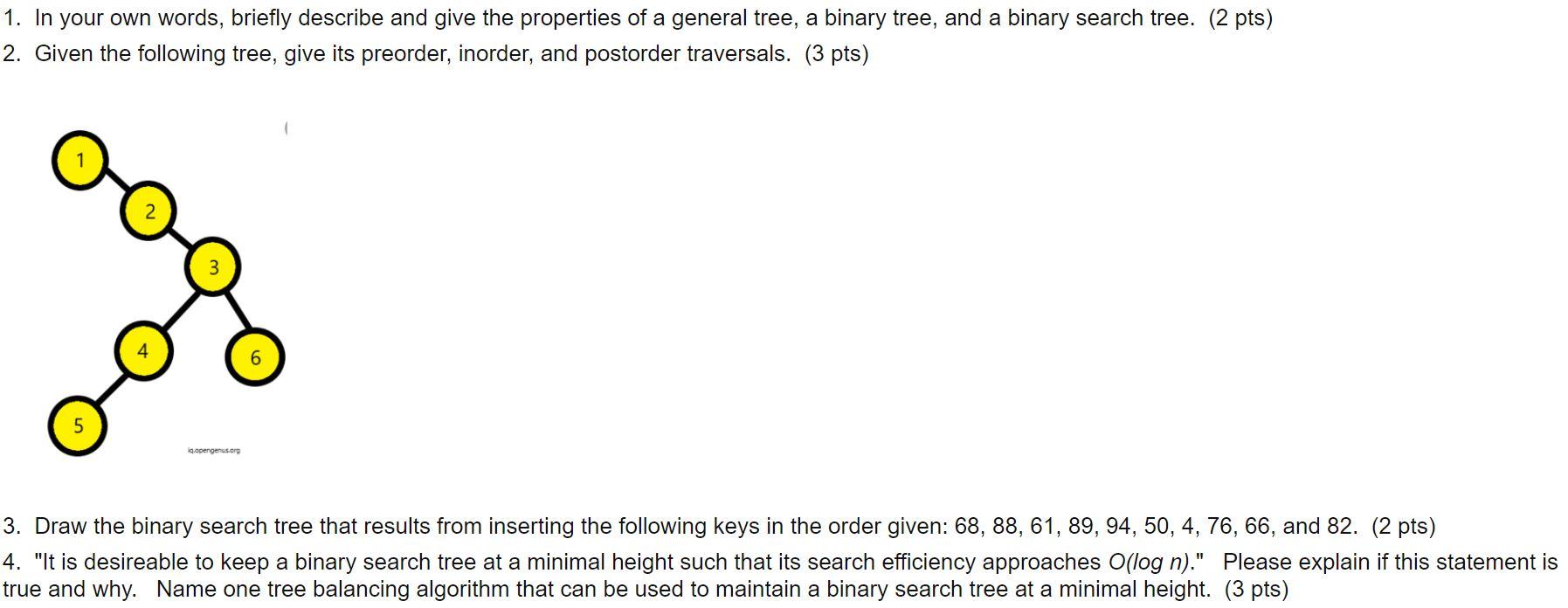 Solved 1. In your own words, briefly describe and give the | Chegg.com