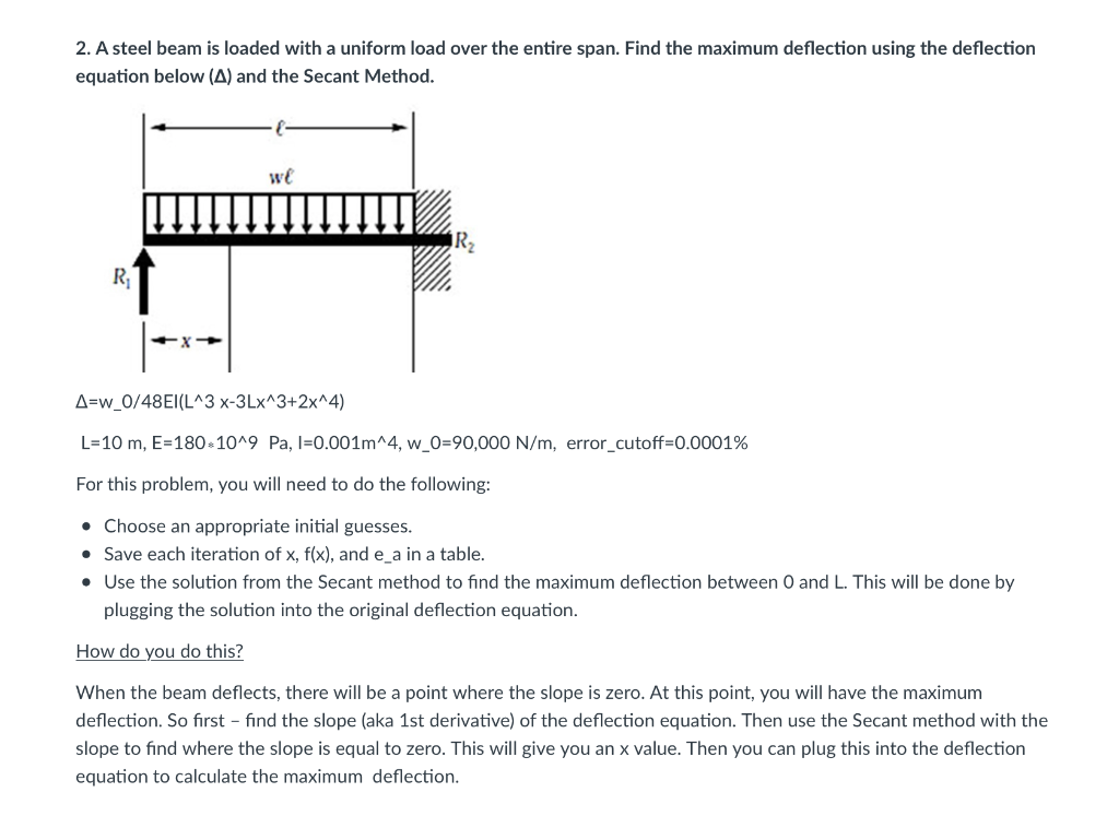 Solved 2. A steel beam is loaded with a uniform load over | Chegg.com